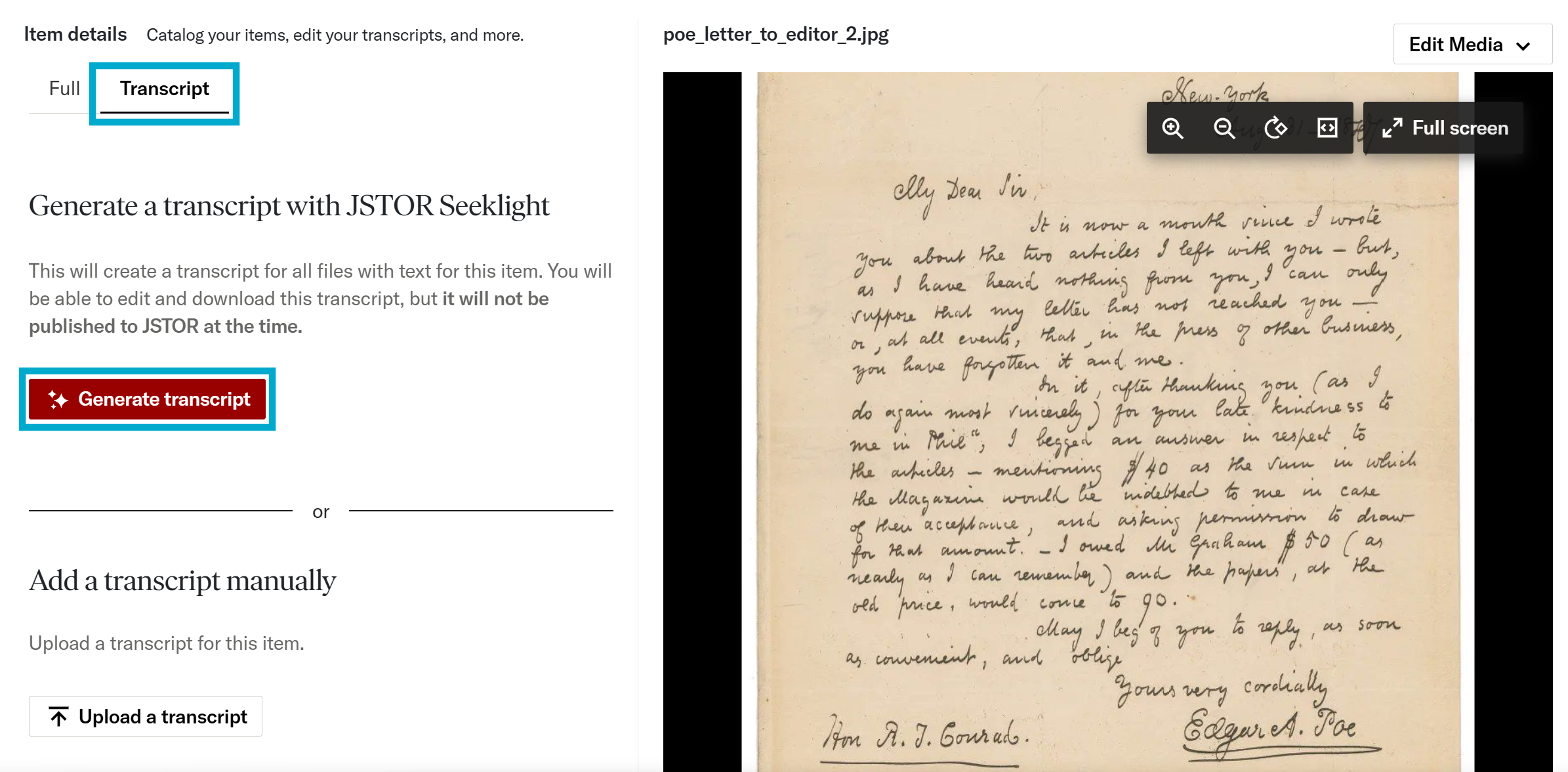 JSTOR Seeklight: Generating and uploading transcripts [Tier 3] – JSTOR ...